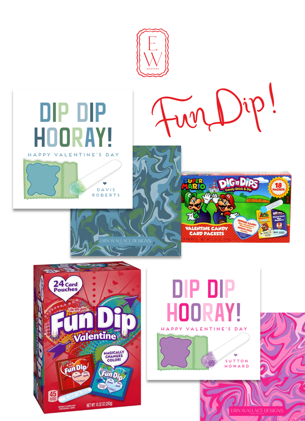 Dip Dip Hooray Valentines STICKERS - erinwallacedesigns
