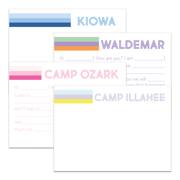 Girls Shady Stripes Camp Note Cards - erinwallacedesigns